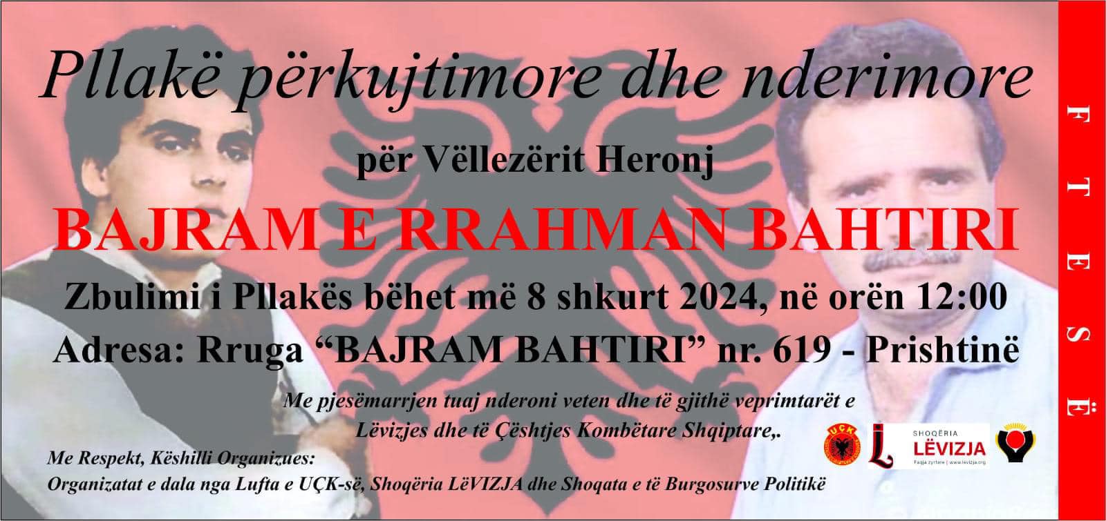 Besnik Bahtiri: Vendoset Pllakë Përkujtimore për vëllezërit Dëshmorë ...