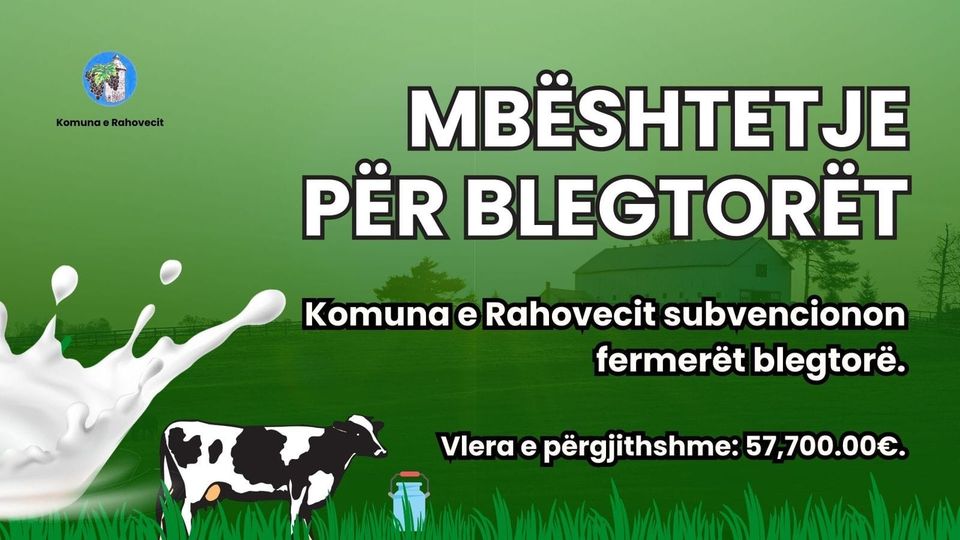 Komuna e Rahovecit mbështet 247 fermerë blegtorë - Radio Kosova e Lirë