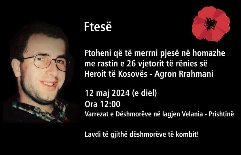 Florina Rrahmani: Përkujtohet Heroi Agron Rrahmani në 26 vjetorin e ...