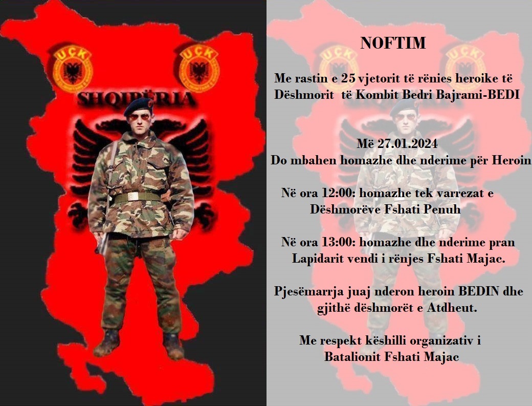OVL UÇK Besianë: Më 27.01.2024 bëhen 25 vite nga rënja heroike e ...