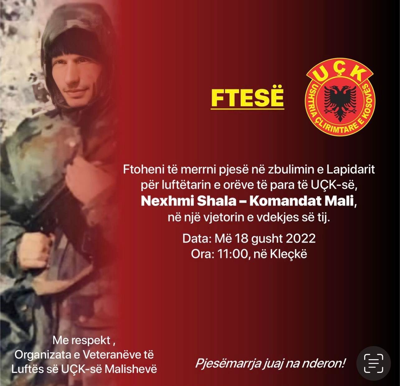 Me 18 gusht 2022 në orën 11:00 në Fshati Kleçkë, bëhet zbulimi i ...