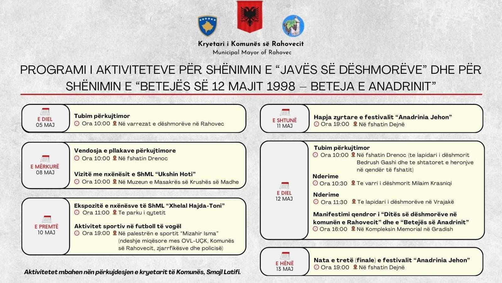OVL e UÇK-së dhe Komuna Rahovecit organizojnë aktivitete të shumta me ...