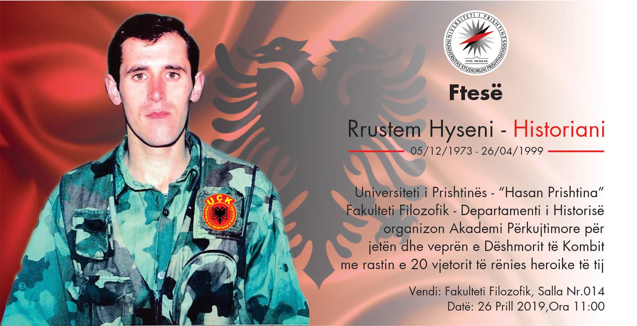 Të premten mbahet Akademi përkujtimore për jetën dhe veprën e dëshmorit ...