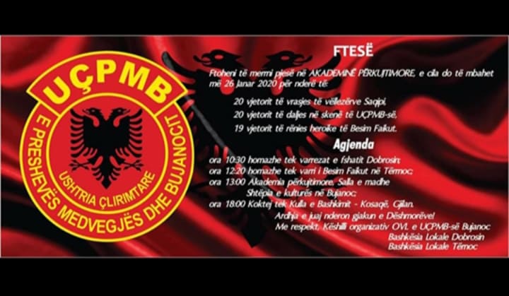 Më 26 janar 2020 në Bujanoc mbahet Akademi përkujtimore në 20 vjetorin ... Më 26 janar 2020 në Bujanoc mbahet Akademi përkujtimore në 20 vjetorin ...